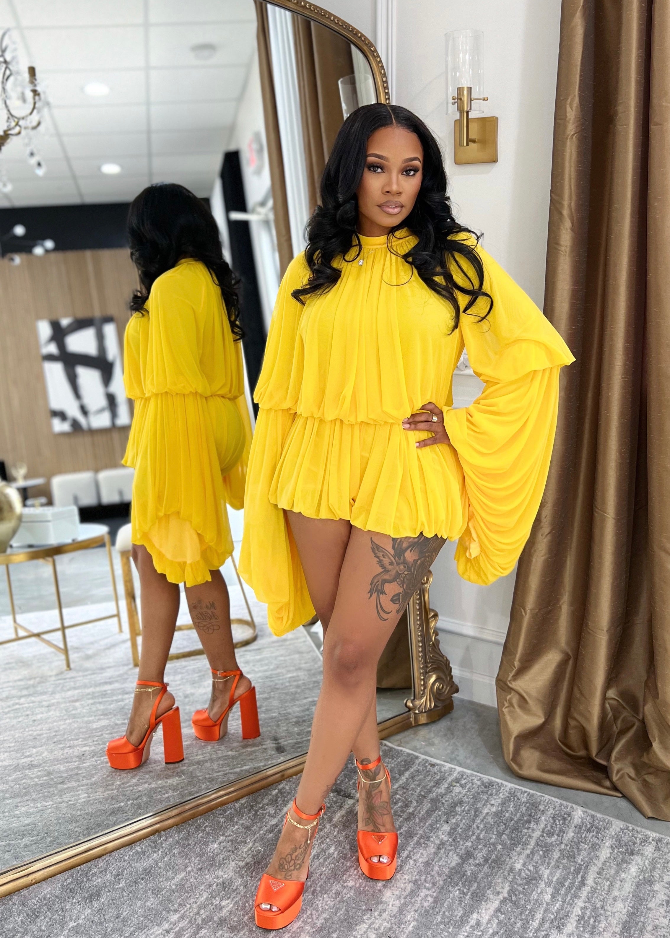 Luxury girl romper(yellow) – Kay & Co.