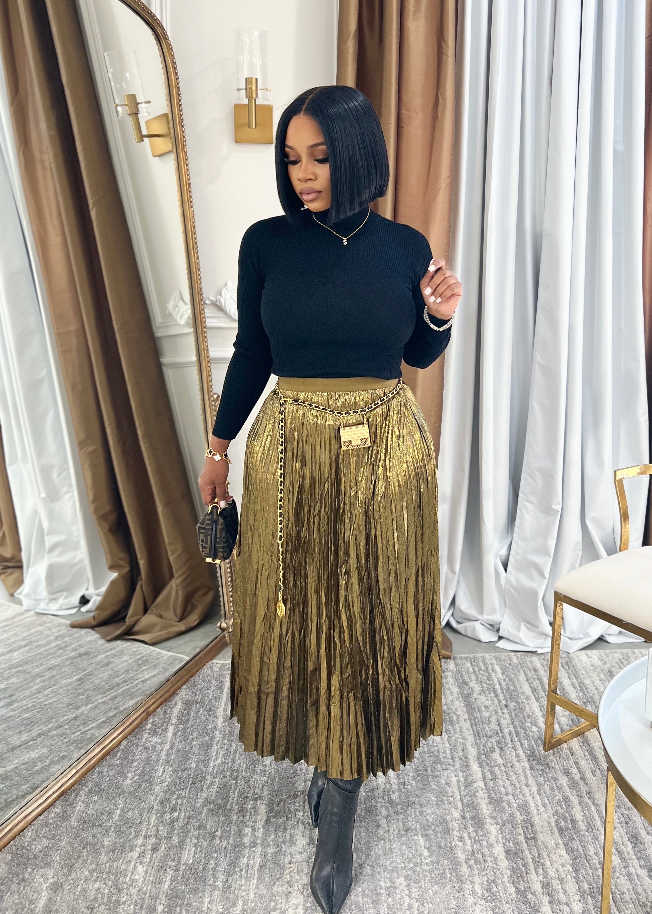 Boujee metallic skirt – Kay & Co.