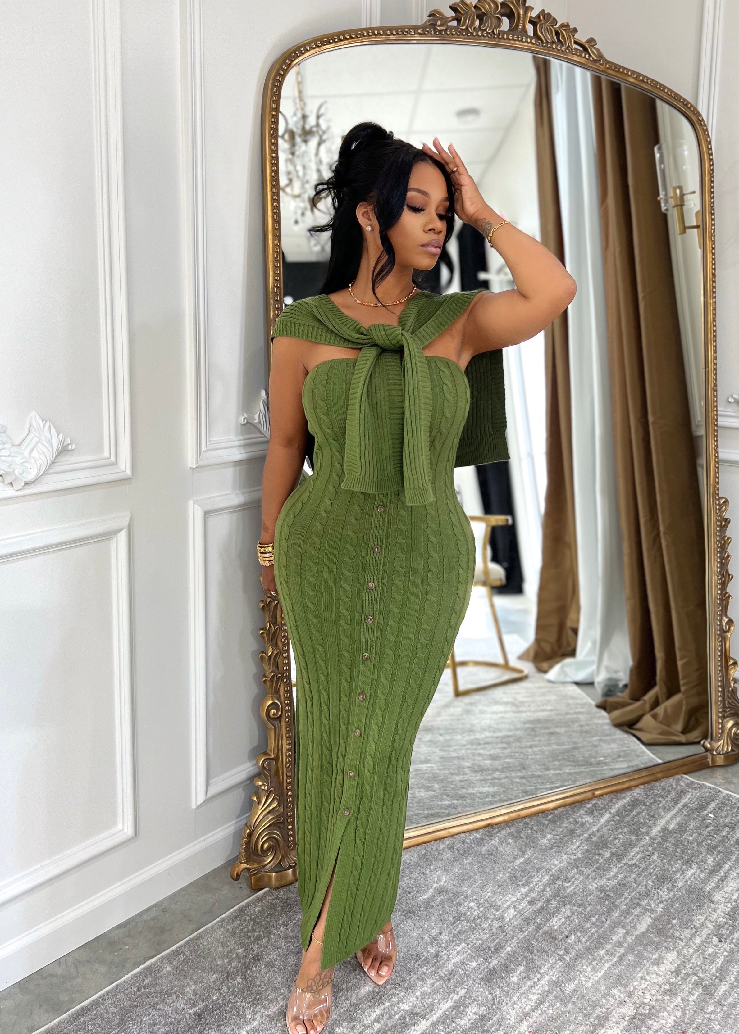 High profile dress(olive) – Kay & Co.